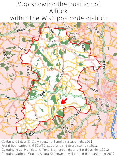 Where is Alfrick? Alfrick on a map