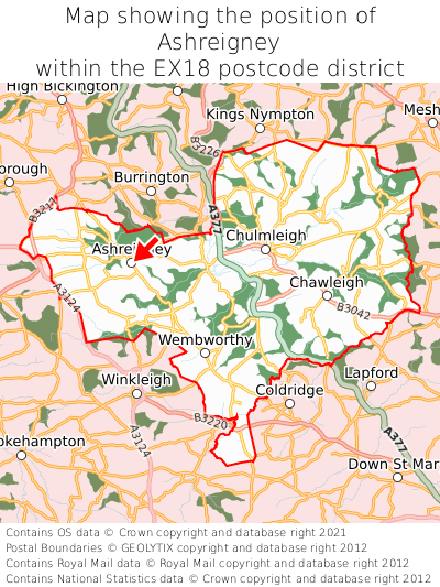 Where is Ashreigney? Ashreigney on a map