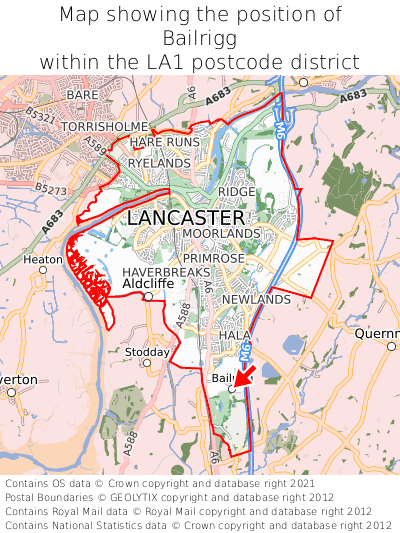 Where is Bailrigg? Bailrigg on a map