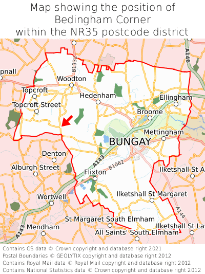 Where is Bedingham Corner? Bedingham Corner on a map