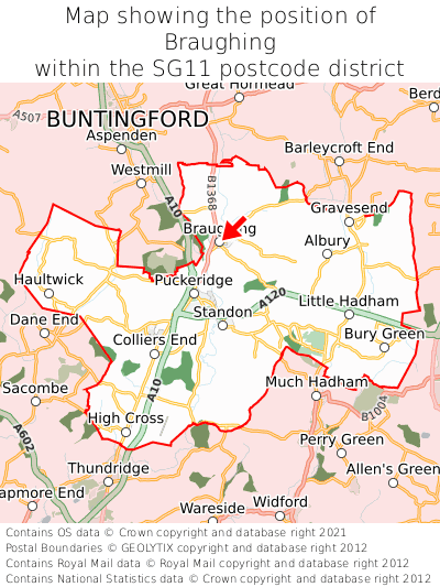 Where is Braughing? Braughing on a map