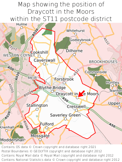 Where is Draycott in the Moors? Draycott in the Moors on a map