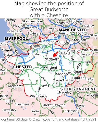 Where is Great Budworth? Great Budworth on a map