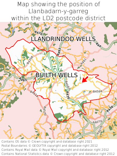 Where is Llanbadarn-y-garreg? Llanbadarn-y-garreg on a map