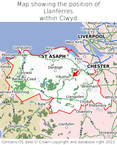 Where is Llanferres? Llanferres on a map