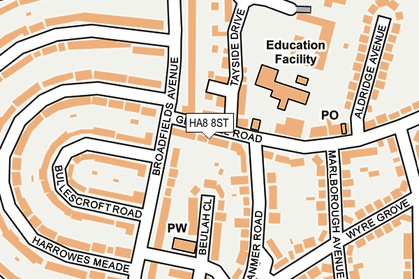 HA8 8ST maps, stats, and open data