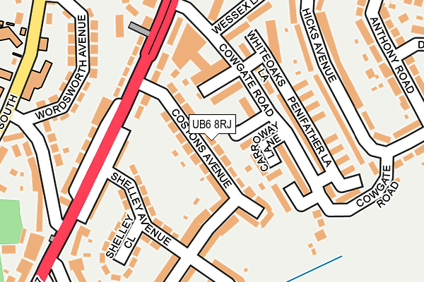 UB6 8RJ maps, stats, and open data