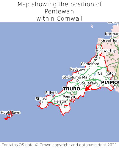 Where is Pentewan? Pentewan on a map