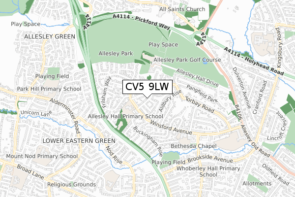 CV5 9LW maps, stats, and open data