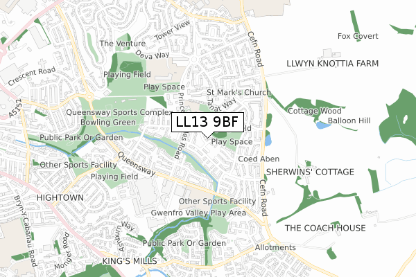 LL13 9BF maps, stats, and open data
