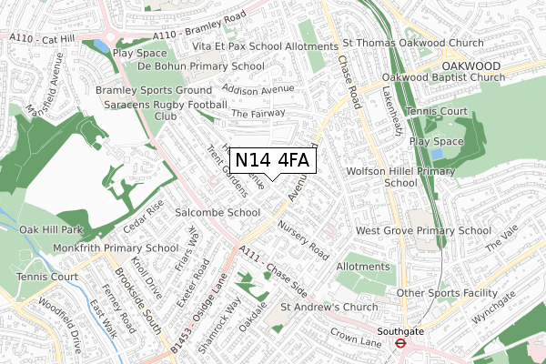 N14 4FA maps, stats, and open data