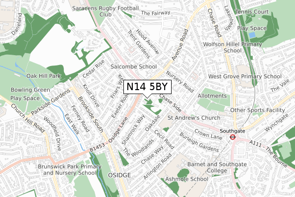 N14 5BY maps, stats, and open data