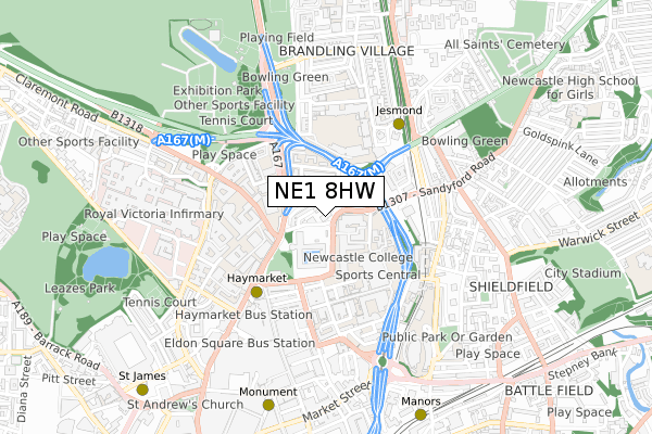 NE1 8HW maps, stats, and open data