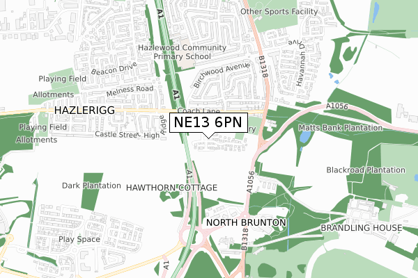 NE13 6PN maps, stats, and open data