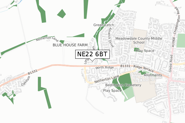 NE22 6BT maps, stats, and open data