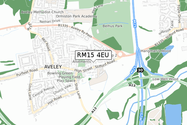 RM15 4EU maps, stats, and open data