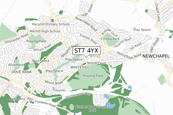ST7 4YX maps, stats, and open data