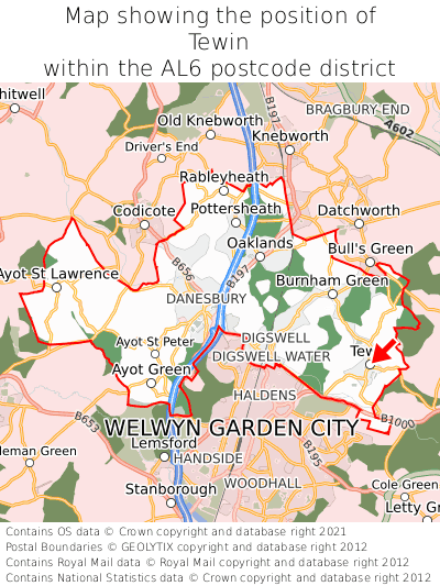 Where is Tewin? Tewin on a map