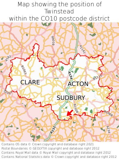 Where is Twinstead? Twinstead on a map