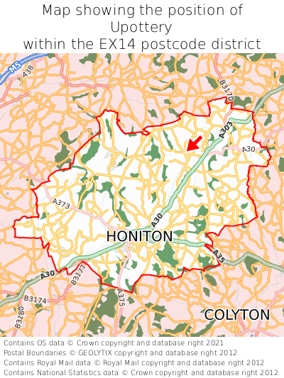 Where is Upottery? Upottery on a map