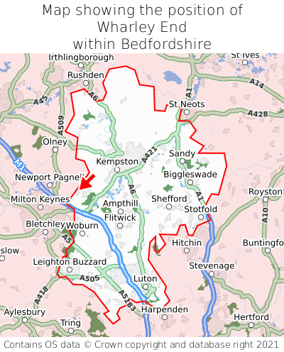 Where is Wharley End? Wharley End on a map